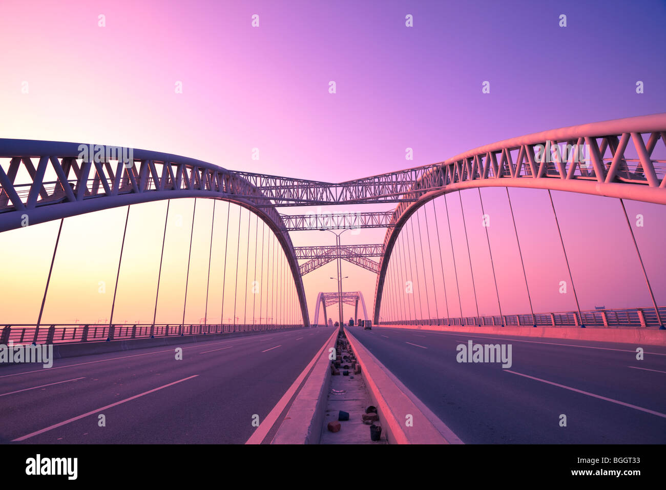 modern bridge on the sunset background outdoor Stock Photo - Alamy