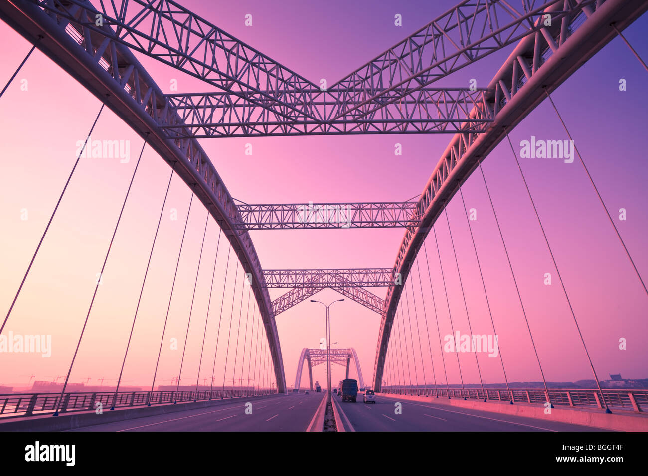 modern bridge on the sunset background outdoor Stock Photo - Alamy