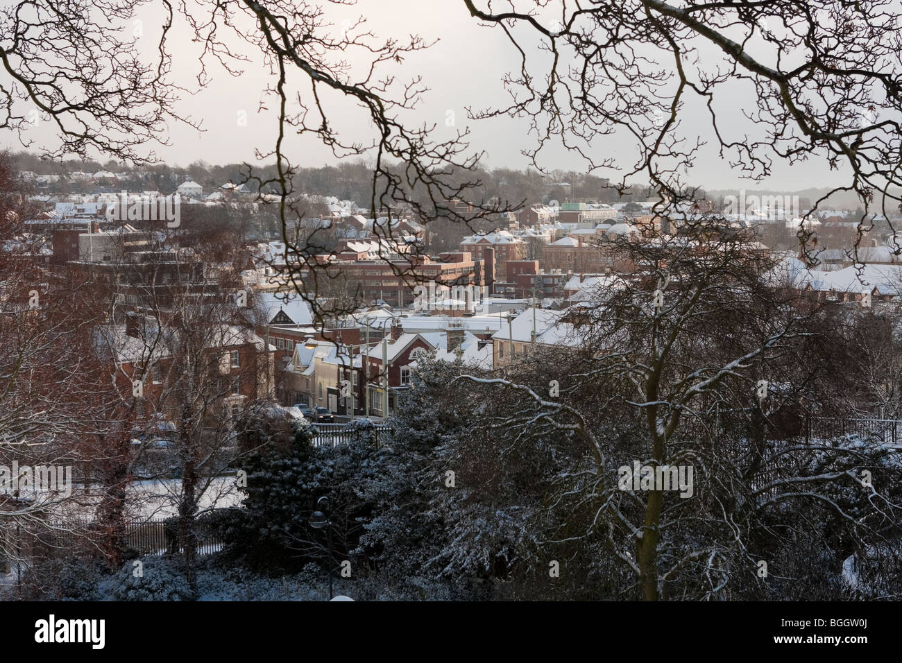 Around Norwich city centre in Norfolk in the Uk Snowfall of early ...