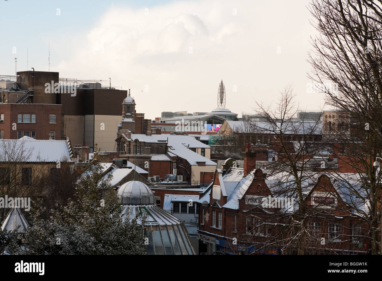 Around Norwich city centre in Norfolk in the Uk Snowfall of early ...