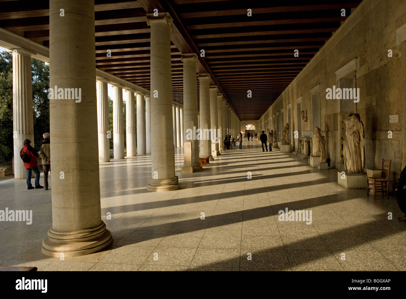 The stoa of Attalos colonnaded building on the ancient Agoro site ...