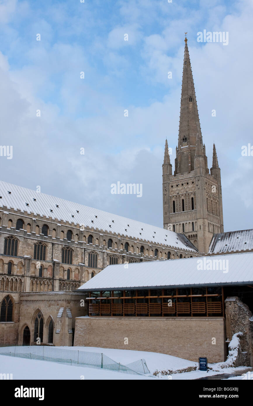 Norwich Cathedral in Norfolk after the record UK Snowfall of early ...