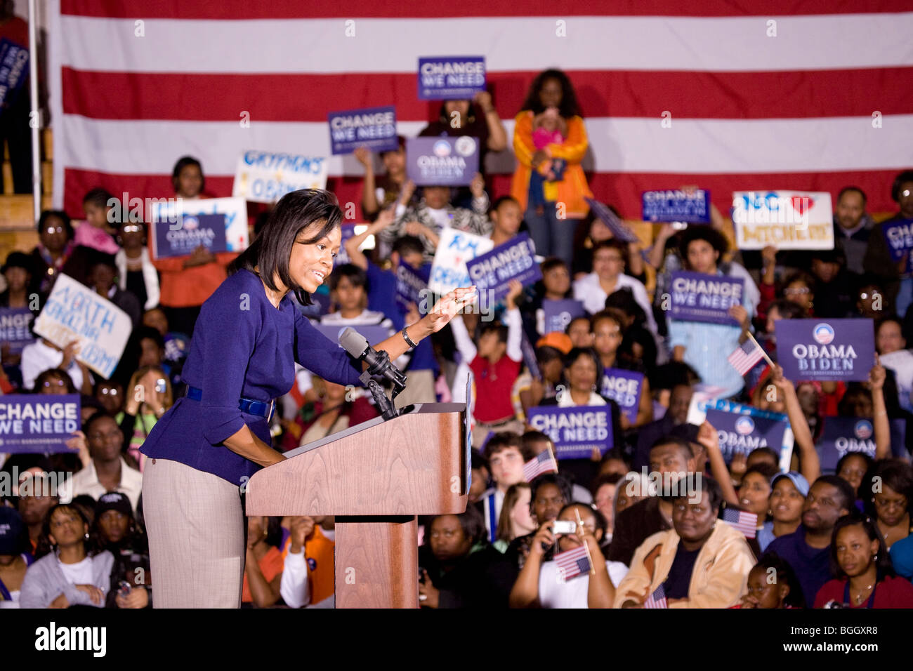 Michelle Obama speaking in front of African American audience during ...