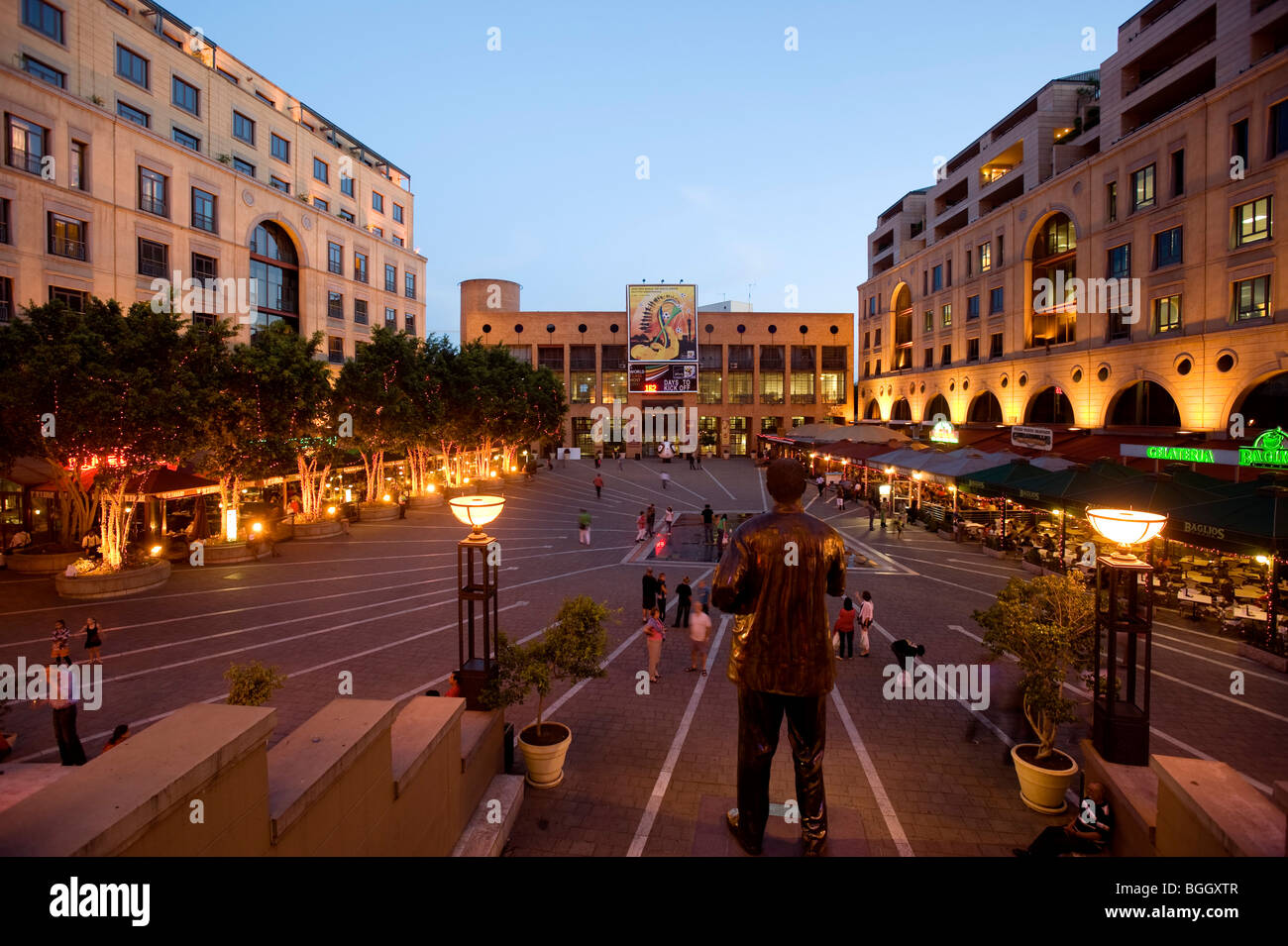 Nelson Mandela Square in the evening. Sandton, Johannesburg, South ...