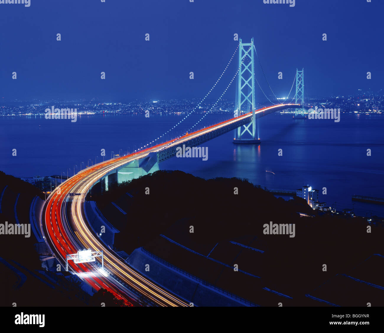 Akashi strait bridge at dusk Awaji Hyogo Prefecture Japan Stock Photo ...