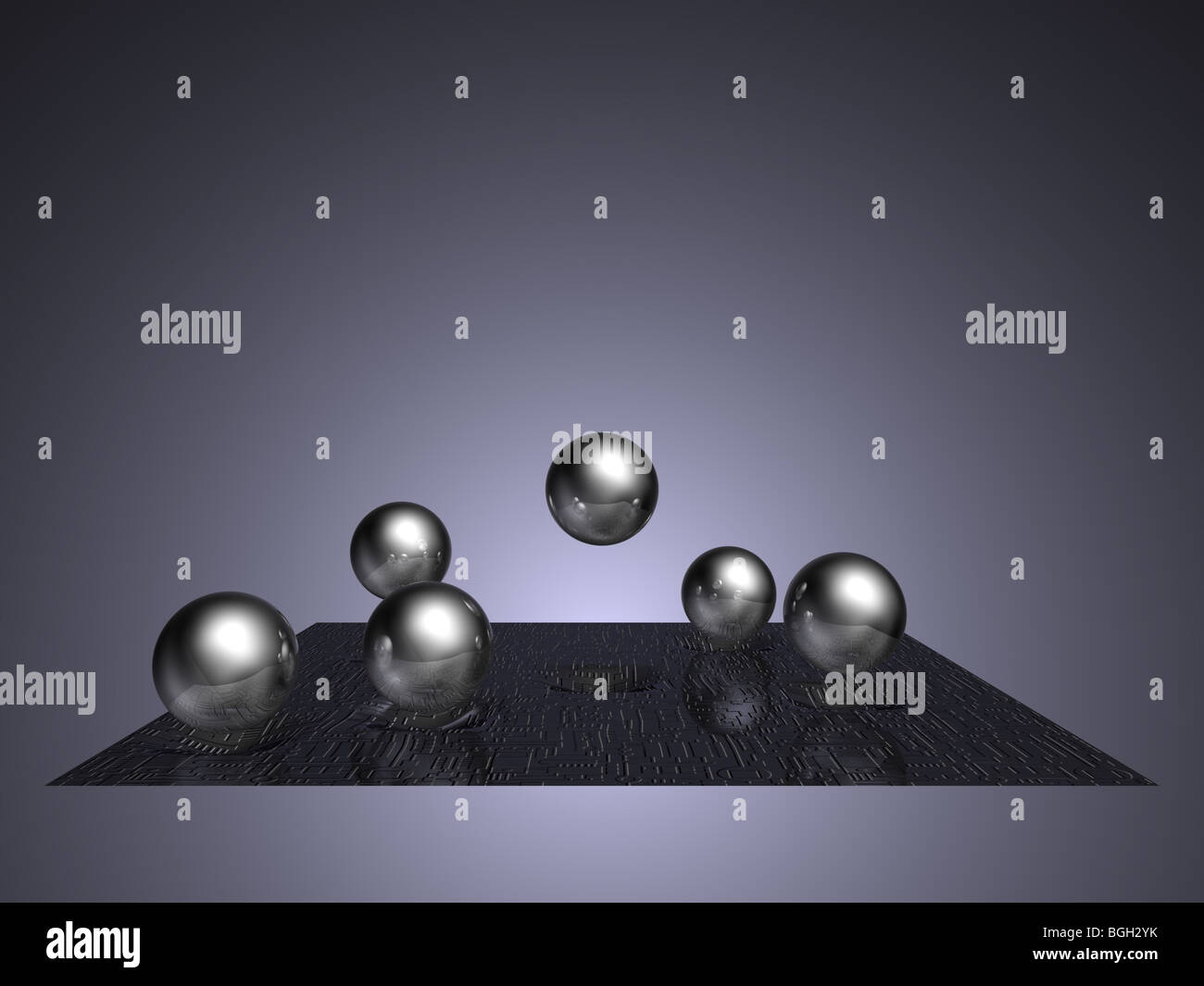 Metallic floating spheres Stock Photo - Alamy