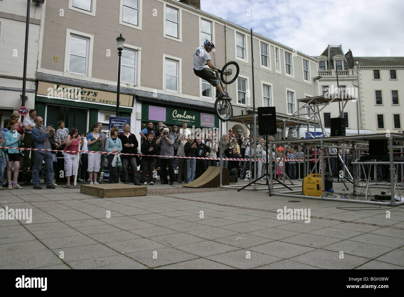 Scottish trials rider Danny MacAskill pulls stunts in front of a crowd ...