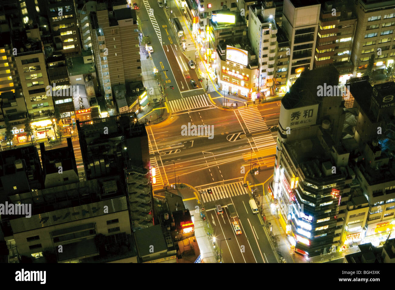 City intersection at night Minato Ward Tokyo Japan Stock Photo - Alamy