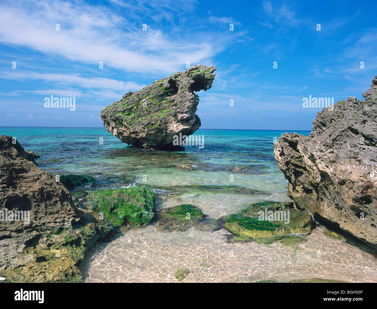Rock formations on beach, Nagato, Yamaguchi Prefecture, Japan Stock ...