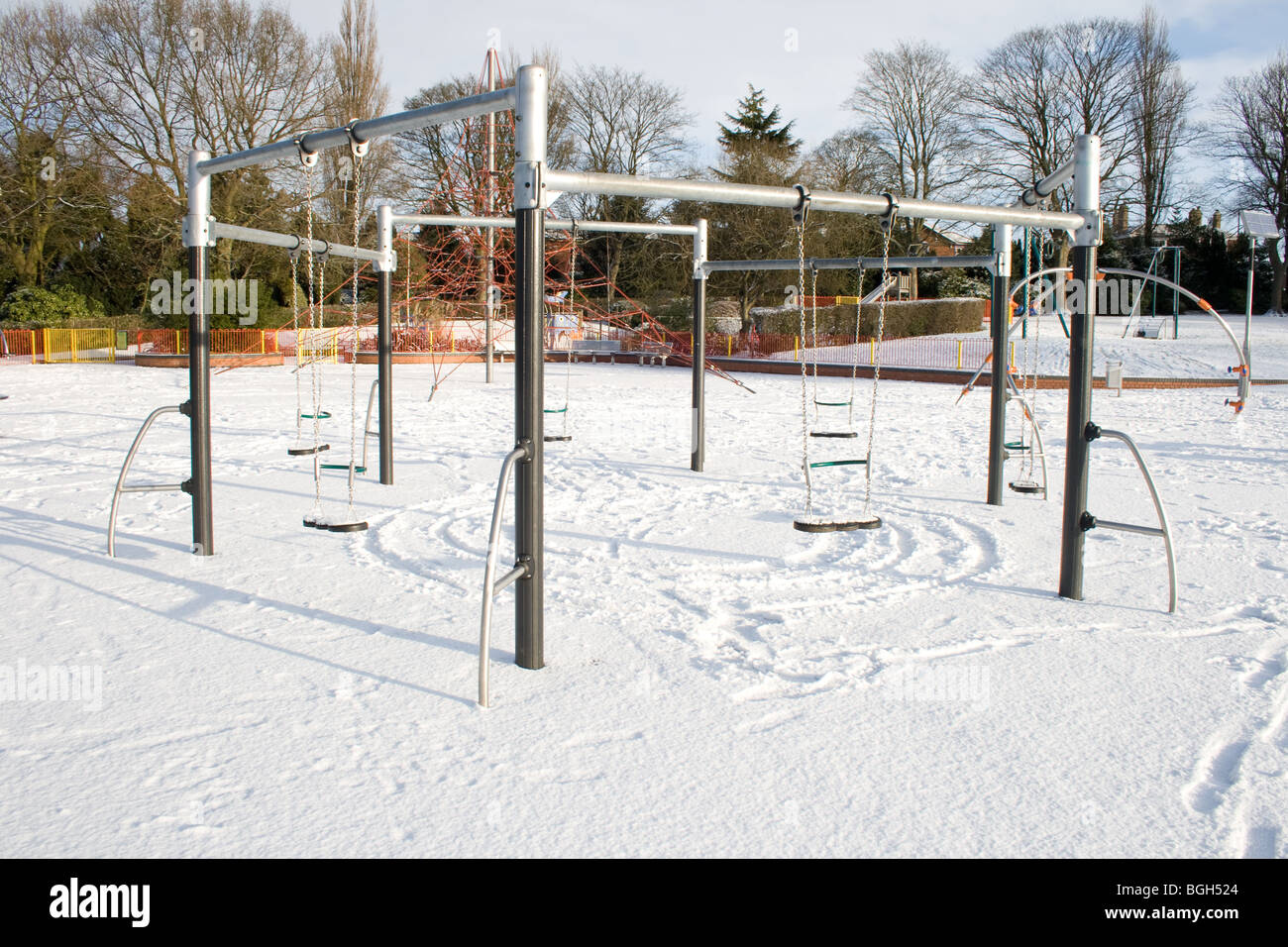 Children's play area in the local park in winter Stock Photo - Alamy