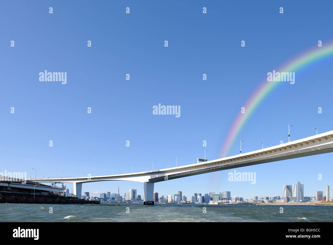 Rainbow over Tokyo skyline, Japan Stock Photo - Alamy