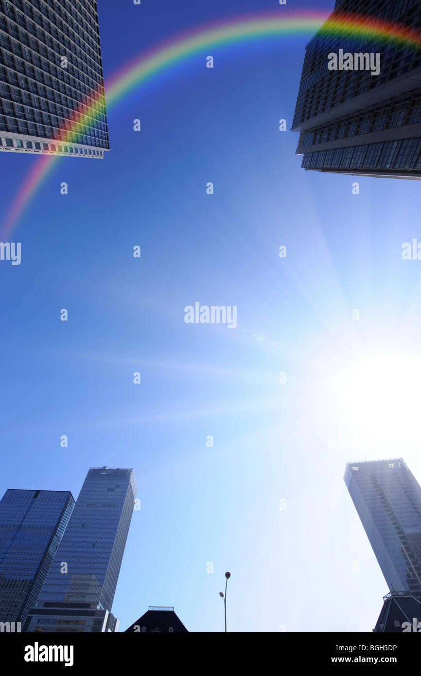 Rainbow over Marunouchi building group, Marunouchi, Chiyoda-ku, Tokyo ...