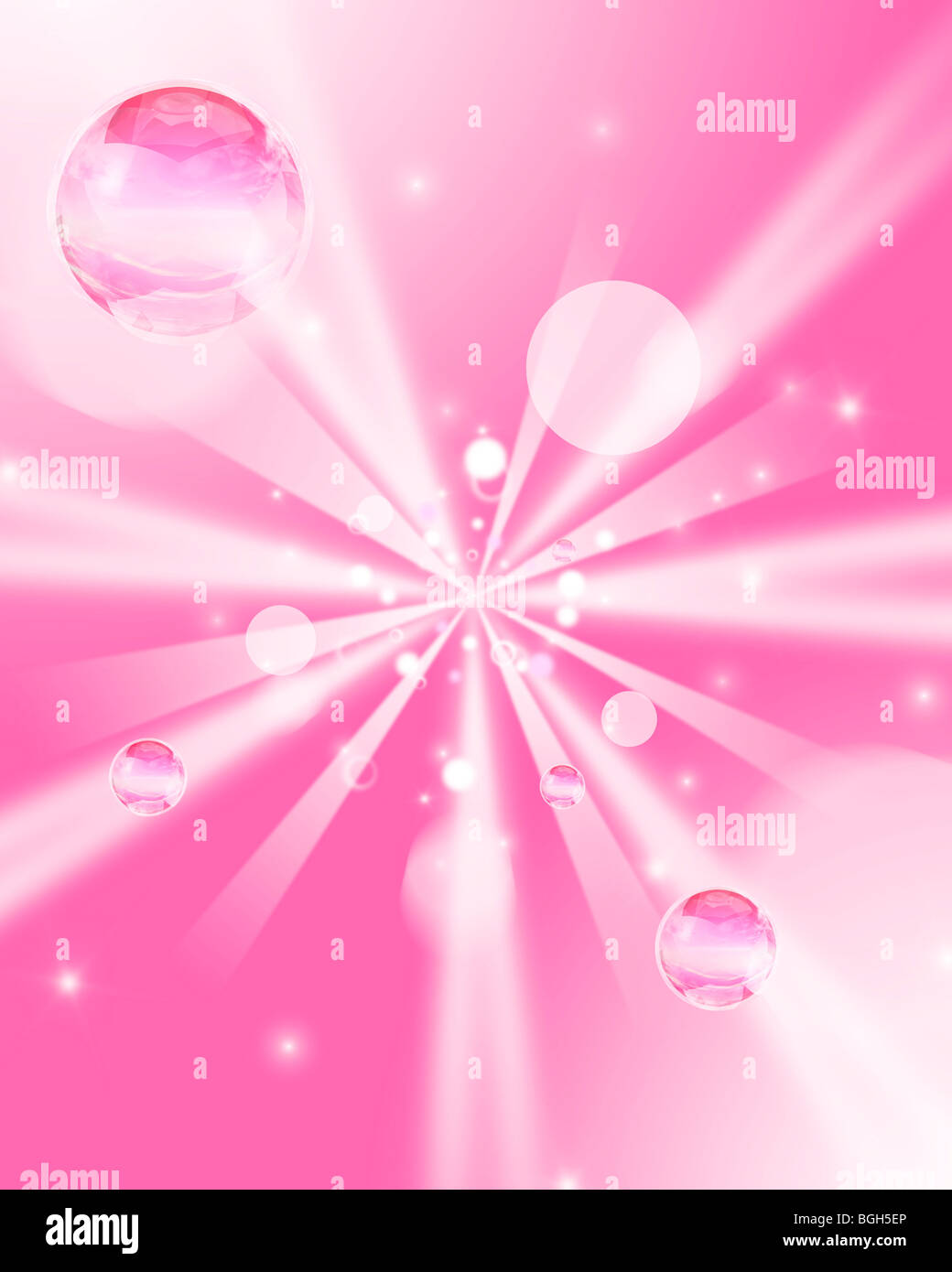 Pink beams of light and glowing spheres Stock Photo - Alamy