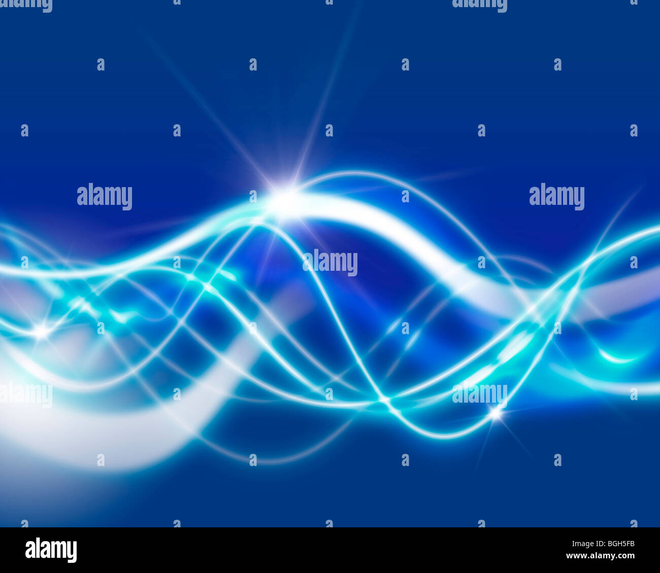 Illuminated wavy beams of light Stock Photo - Alamy