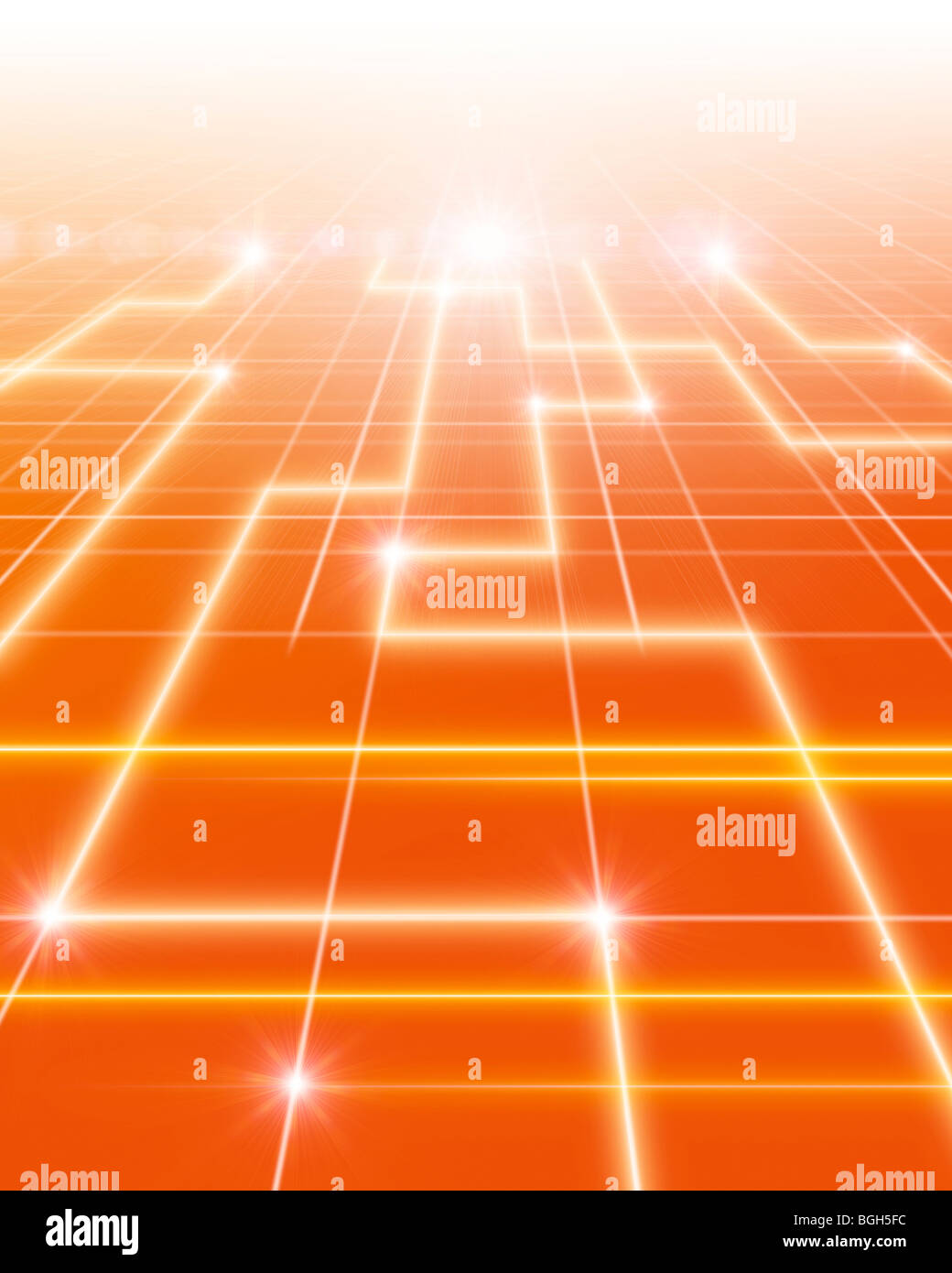 Illuminated orange grid Stock Photo - Alamy