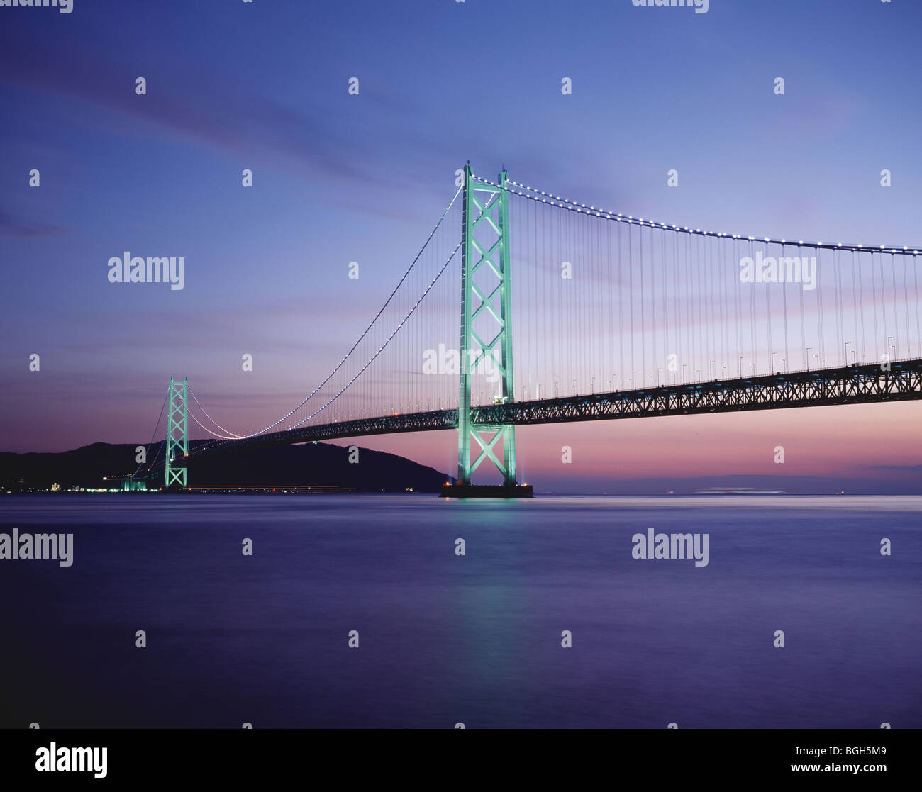 Akashi Strait Bridge at sunset Hyogo Prefecture Japan Stock Photo - Alamy