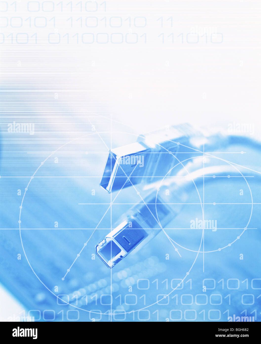 Binary code and USB cables Stock Photo - Alamy