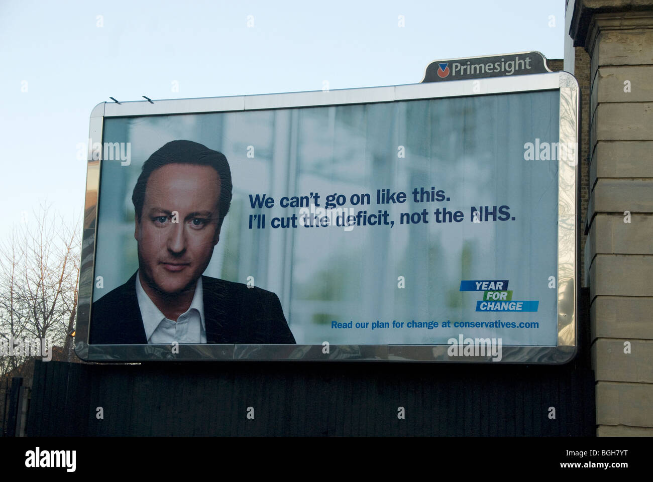David Cameron's photo on Conservative party poster January 2010 saying ...