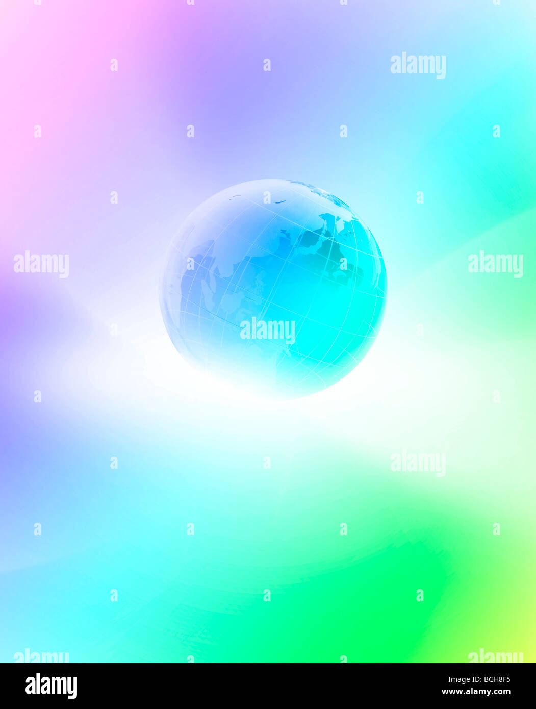 Planet earth surrounded by coloured light Stock Photo - Alamy
