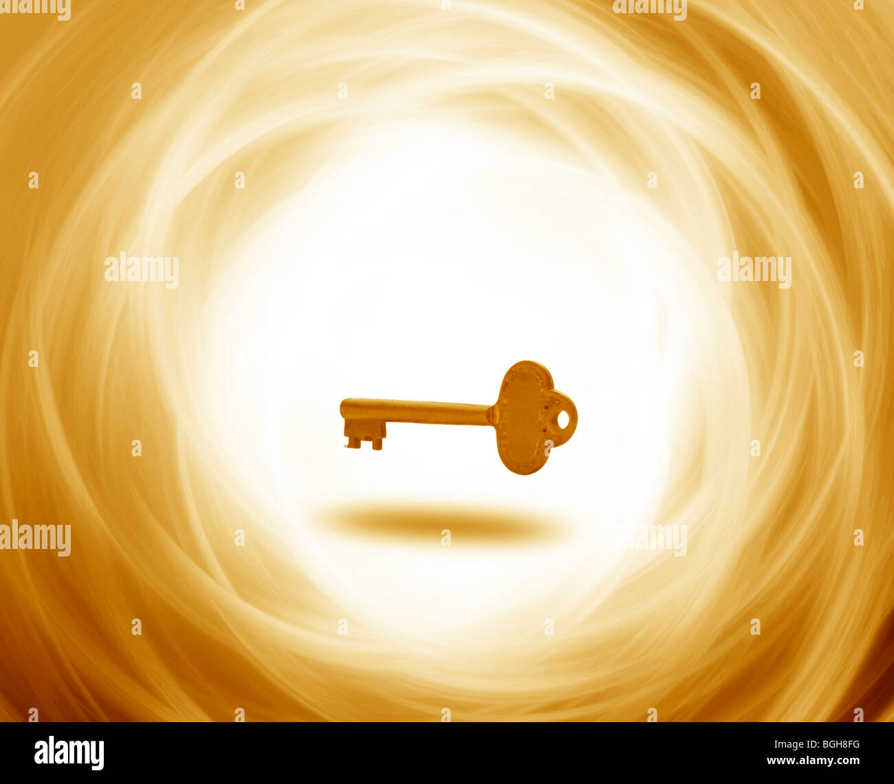 Key surrounded by swirling light Stock Photo - Alamy