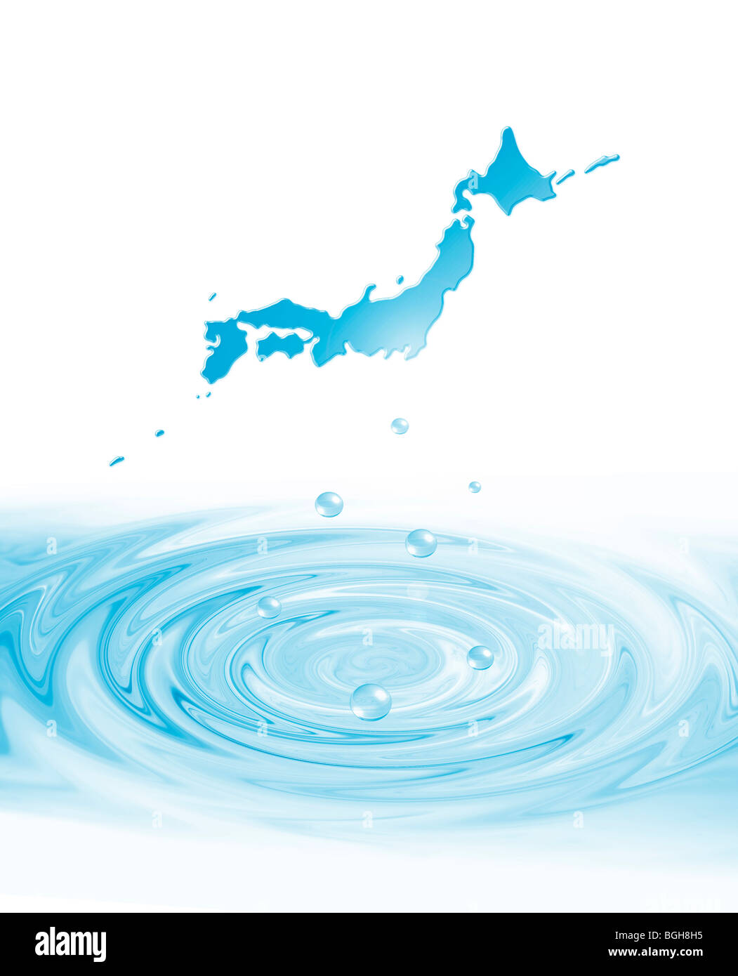 Map of Japan floating above a ripple Stock Photo - Alamy