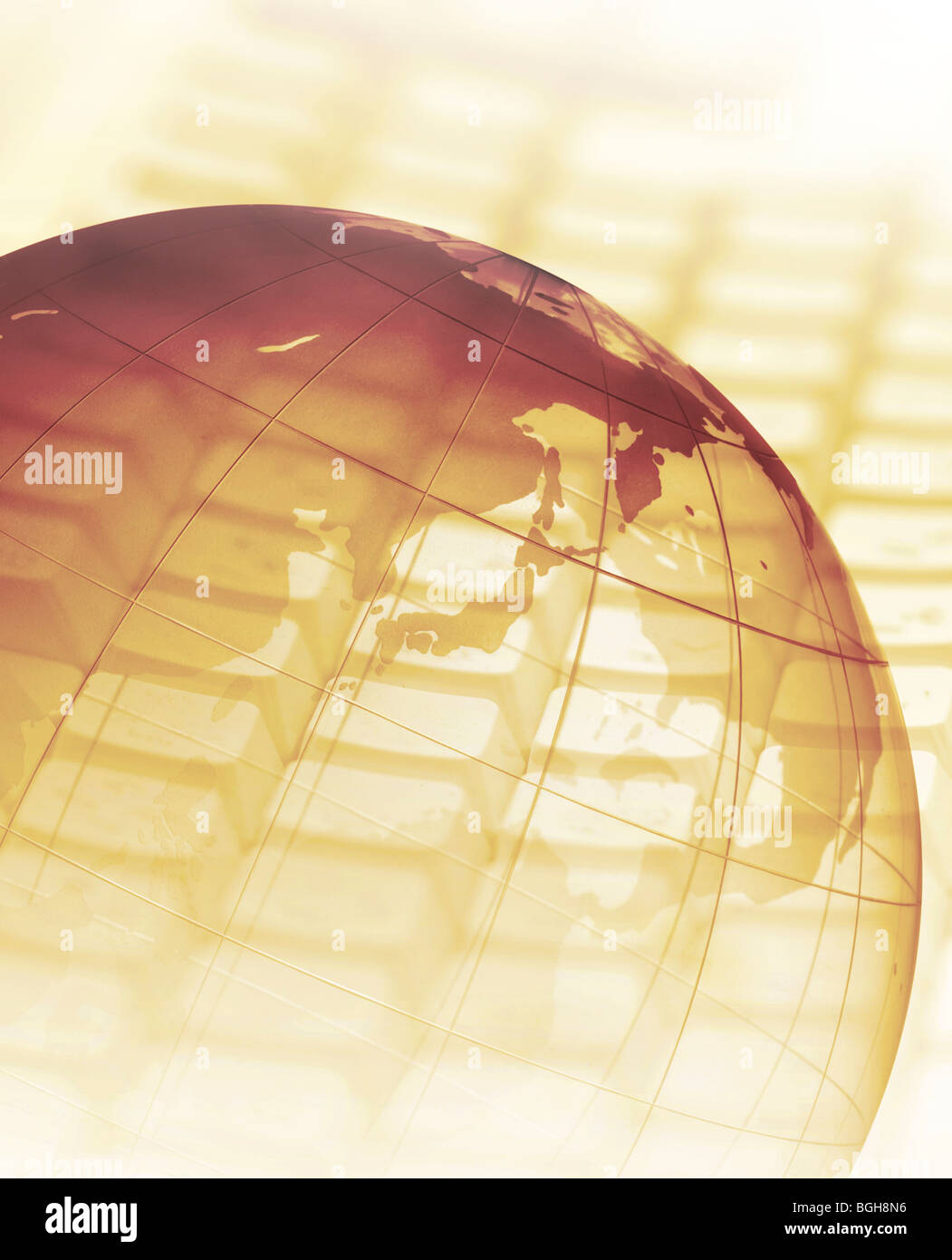 Computer generated image of a globe over a keyboard Stock Photo - Alamy