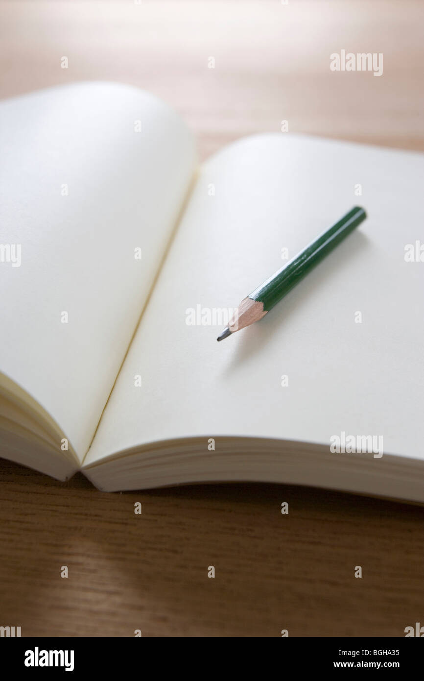 Recycled paper notebook and a pencil Stock Photo - Alamy