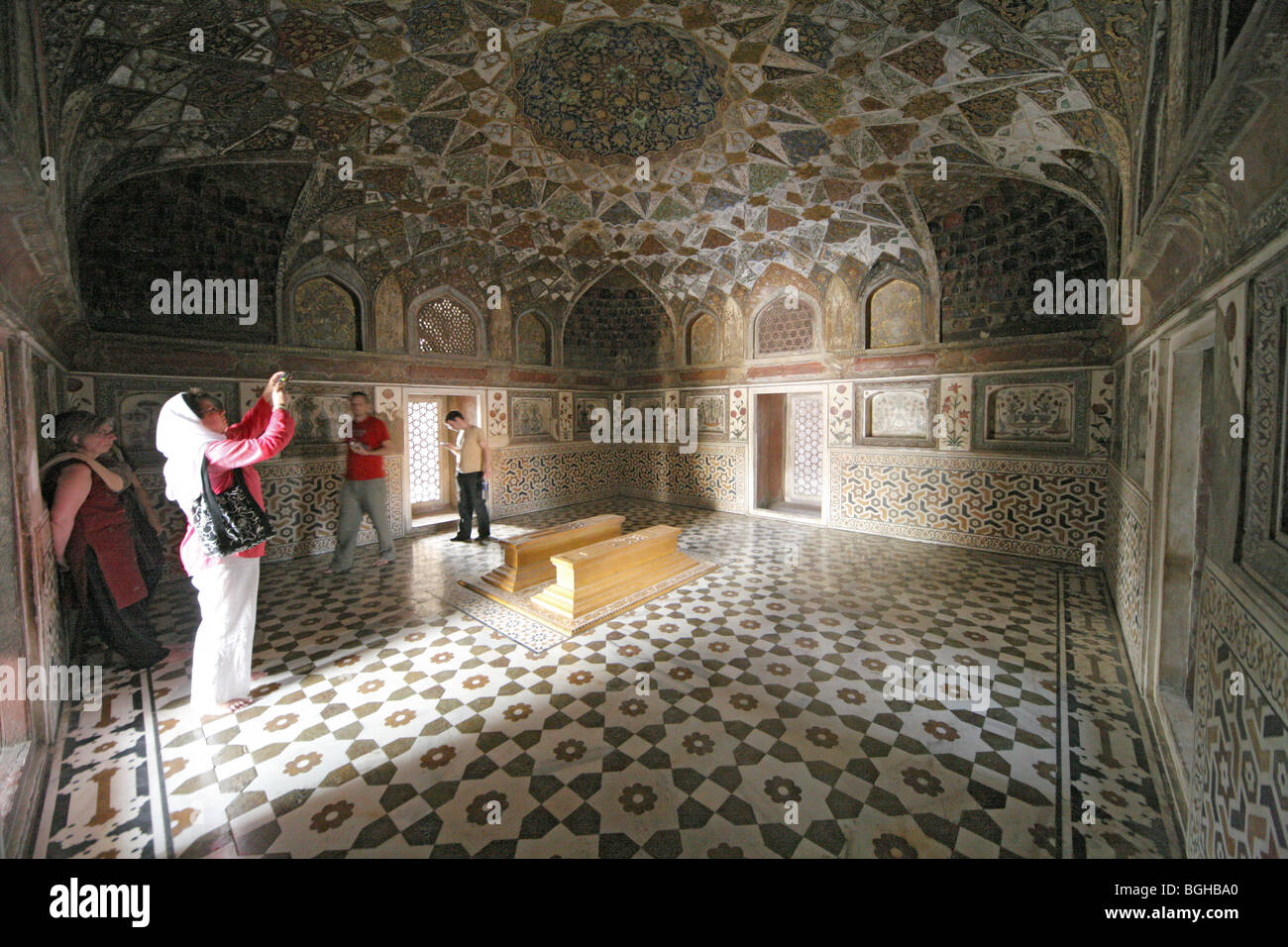 Inside the tomb of Itimad Ud Daulah, or the 'Baby Taj' at Agra, India ...