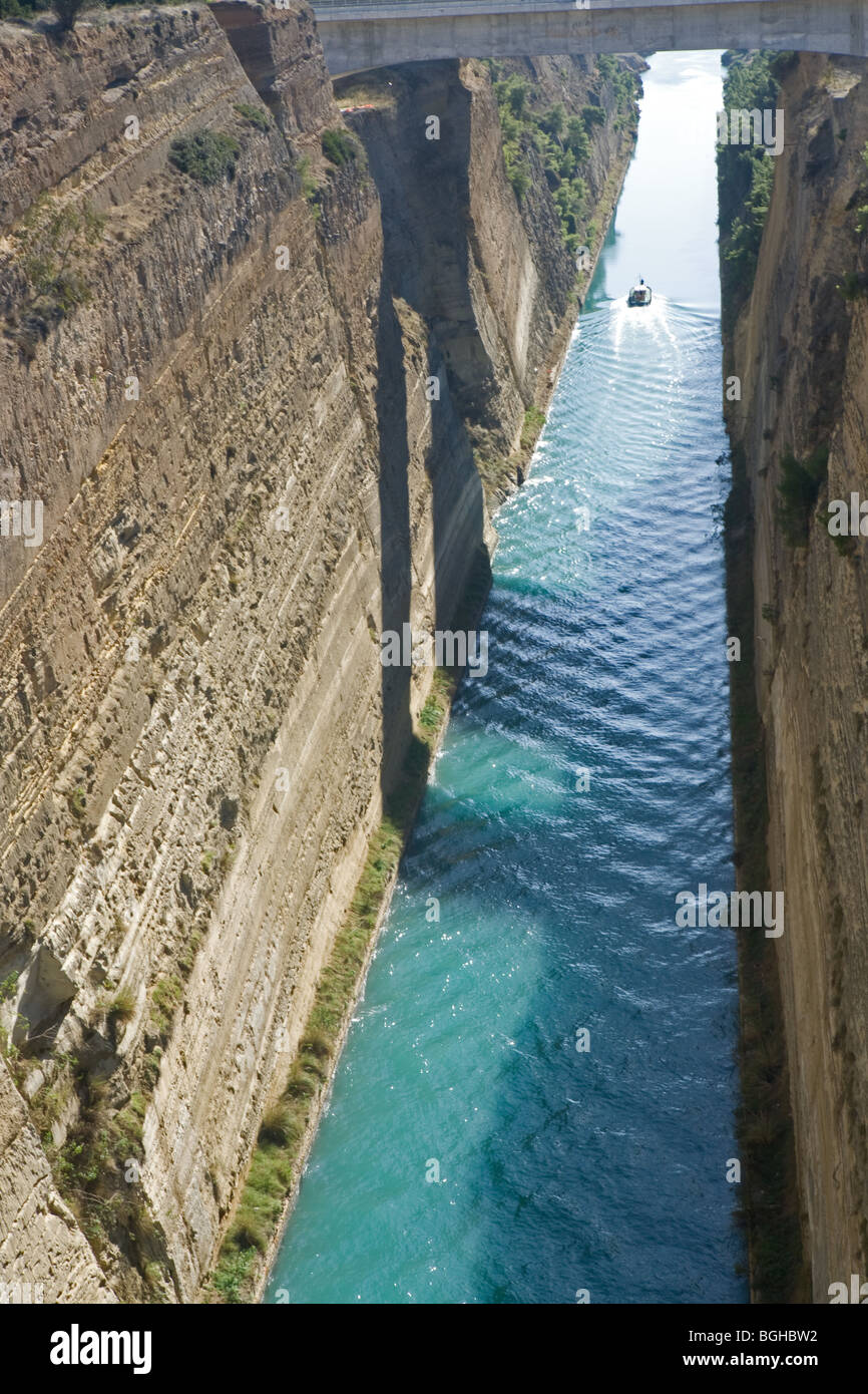 Boat on the Corinth Canal Greece Stock Photo - Alamy