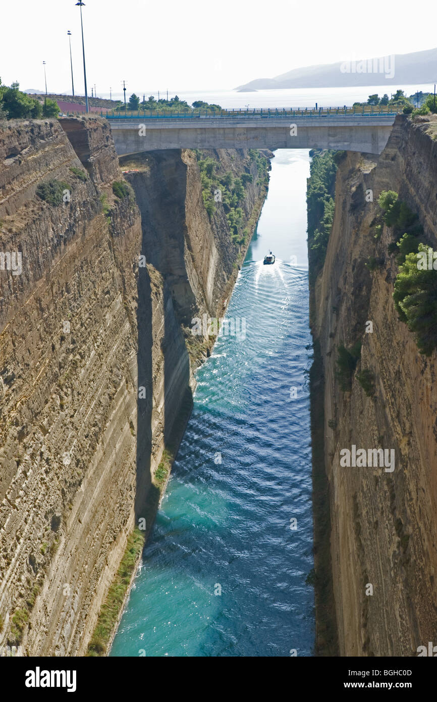 Boat on the Corinth Canal Greece Stock Photo - Alamy