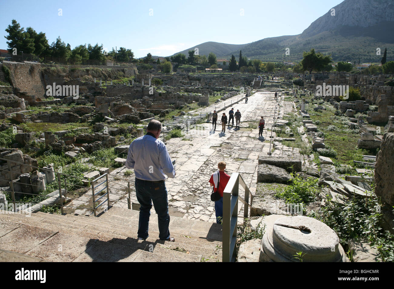 The Lechaion way in Ancient Corinth Greece Stock Photo - Alamy