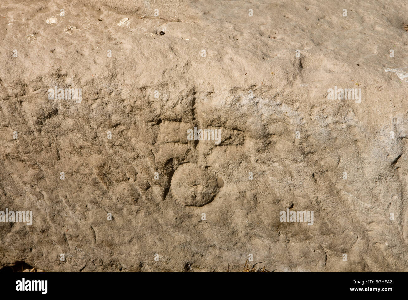 Stone masons quarry mark on a block at the Temple of Montu at Tod, Nile ...