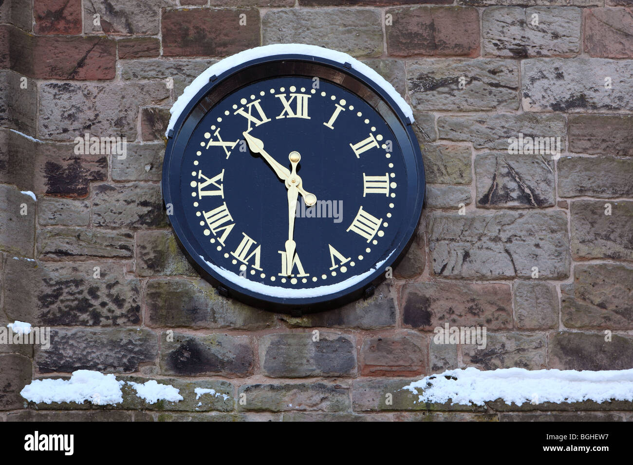Snowy st Pitter’s church Prestbury exterior cross snow white tree ...