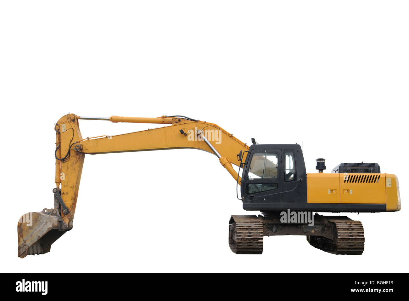 Excavator isolated on a white background Stock Photo - Alamy