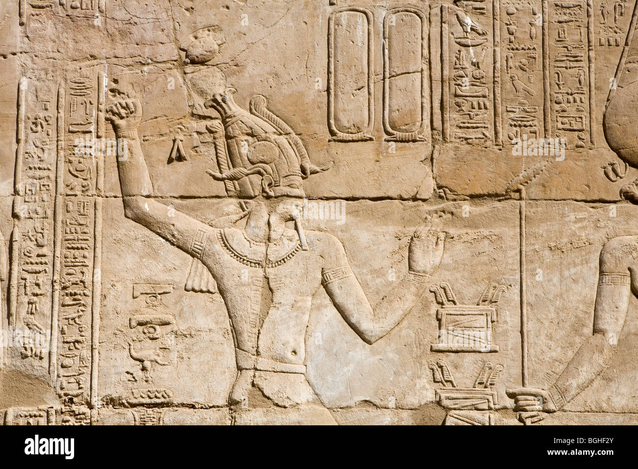 Relief on wall blocks showing empty Ptolemaic cartouches at the Temple ...