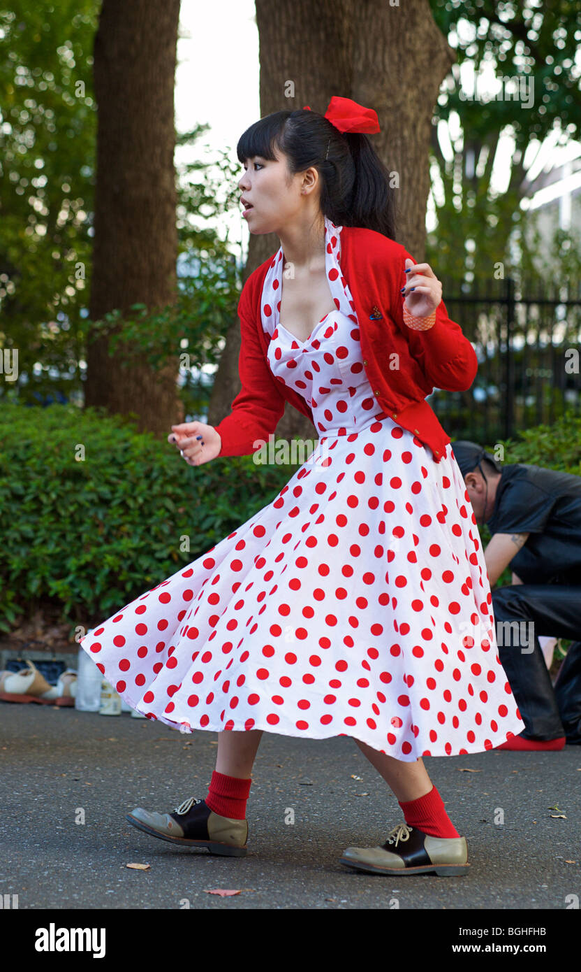 Rockabilly woman dancing, Yoyogi Park, Harajuku, Tokyo, Japan Stock ...