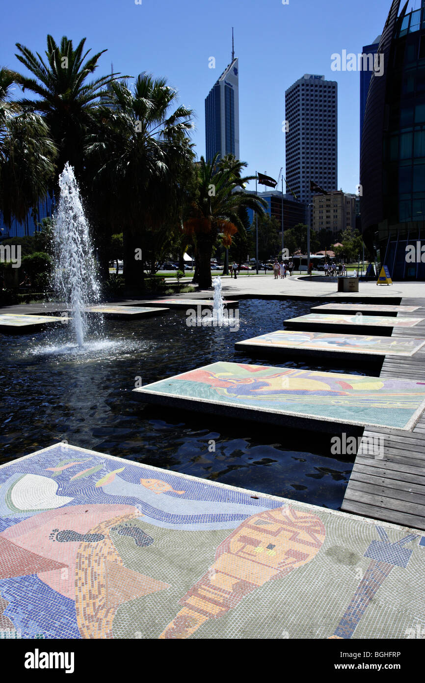 Traditional aboriginal art near Swan Bell Tower in Perth, Western ...