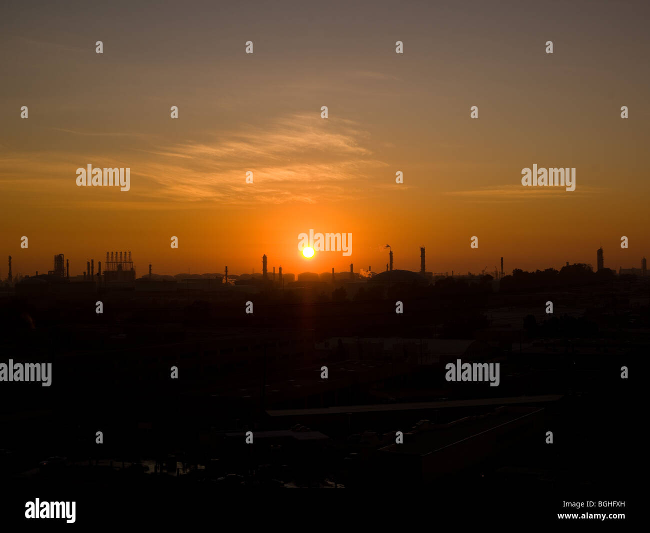 oil refinery at sunset 2 Stock Photo - Alamy