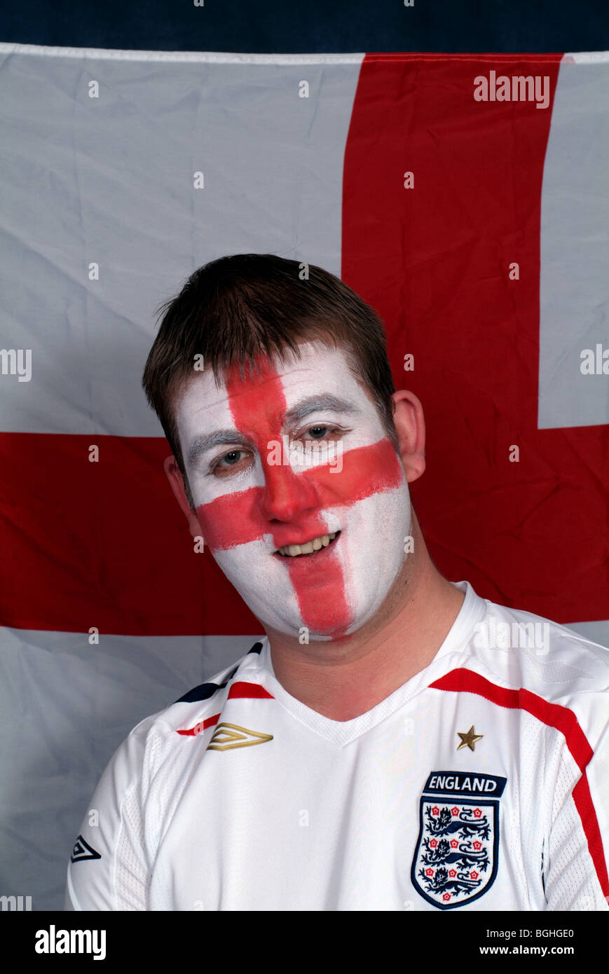 England football fans with faces painted Stock Photo - Alamy