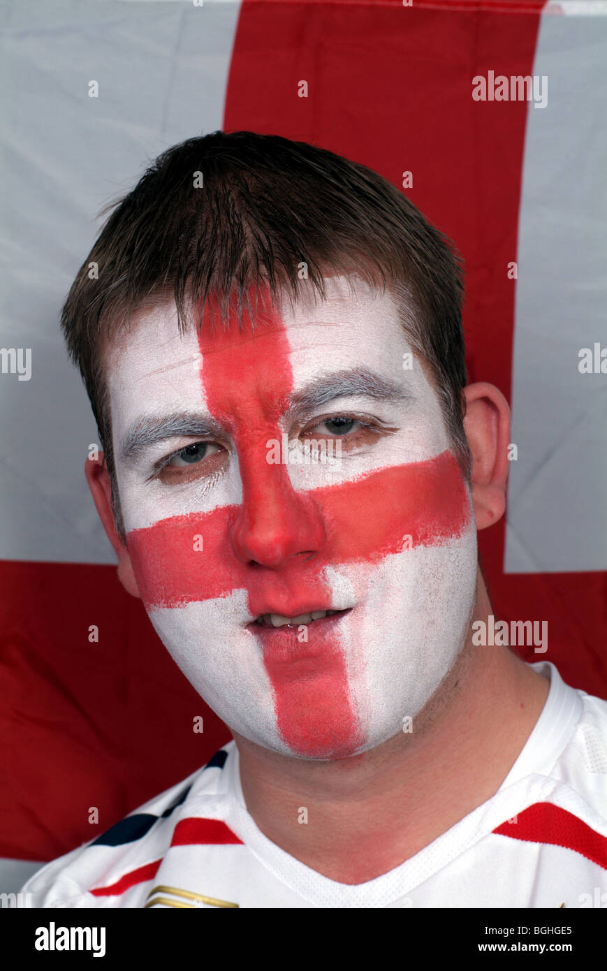 England football fans with faces painted Stock Photo - Alamy