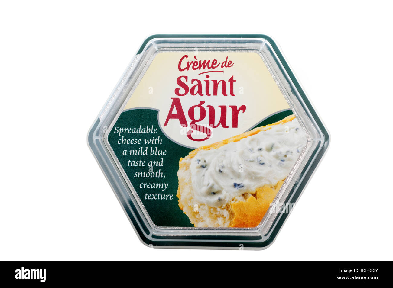 Tub of "Saint Agur" spreadable mild blue cheese Stock Photo - Alamy