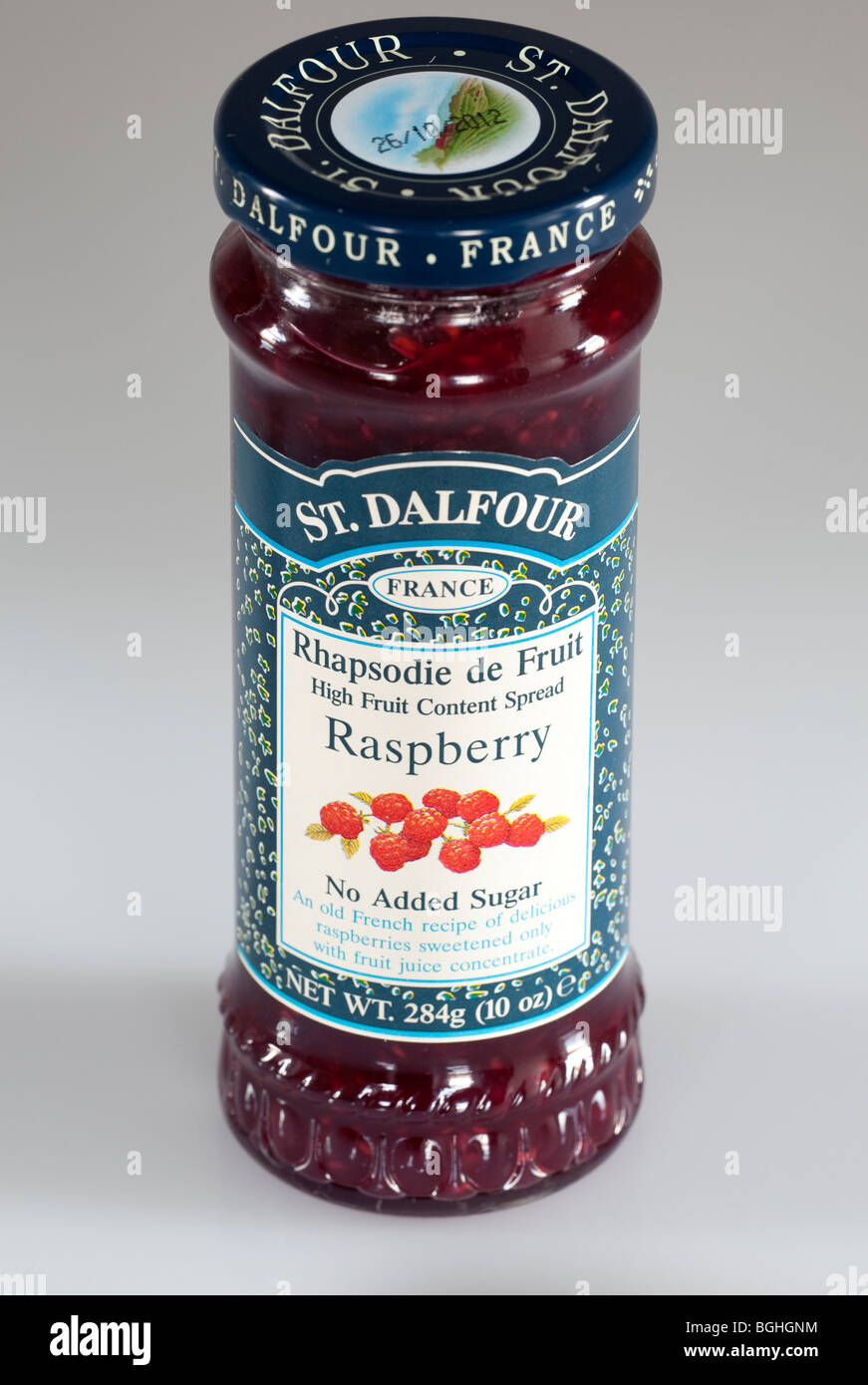 Jar of "St Dalfour" Raspberry jam Stock Photo - Alamy