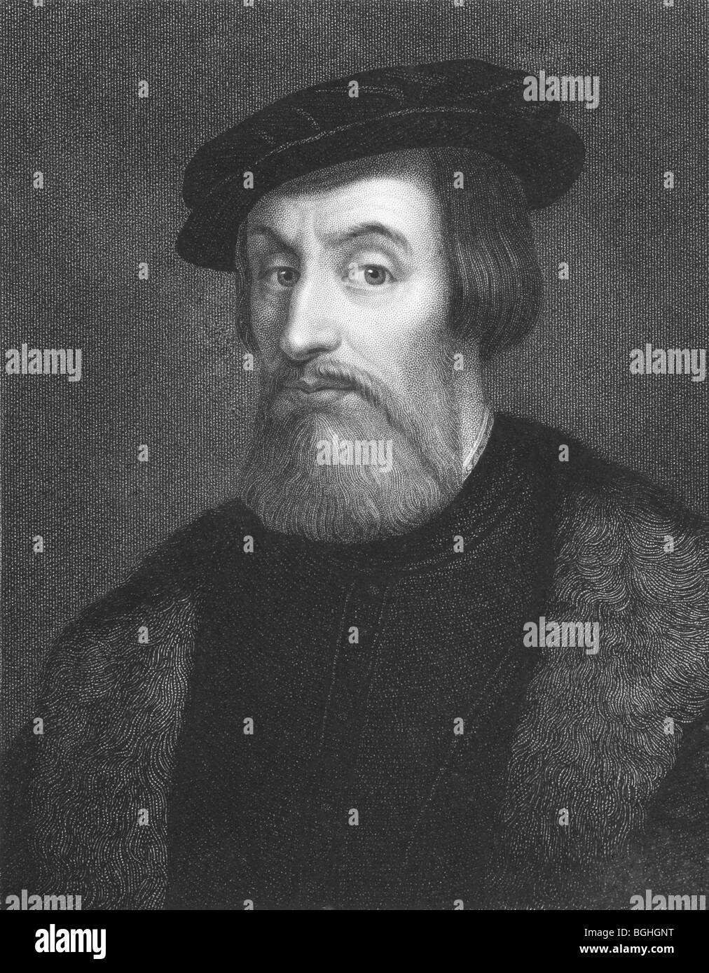 Hernan Cortes on engraving from the 1850s. Spanish conquistador Stock ...