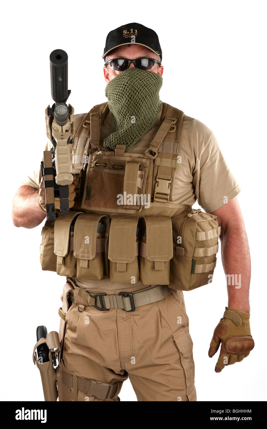 Soldier with weapon Stock Photo - Alamy