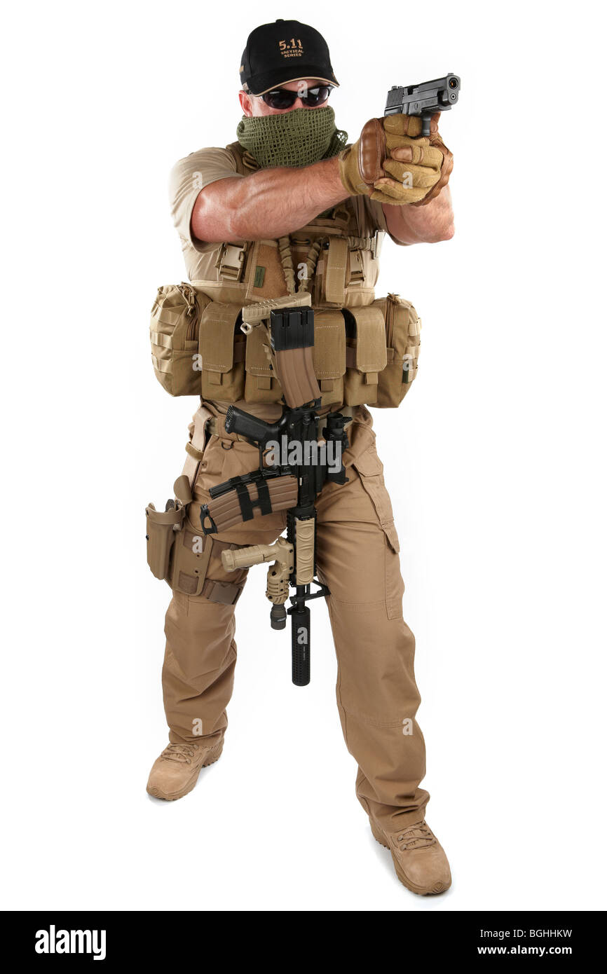 Soldier with weapon Stock Photo - Alamy