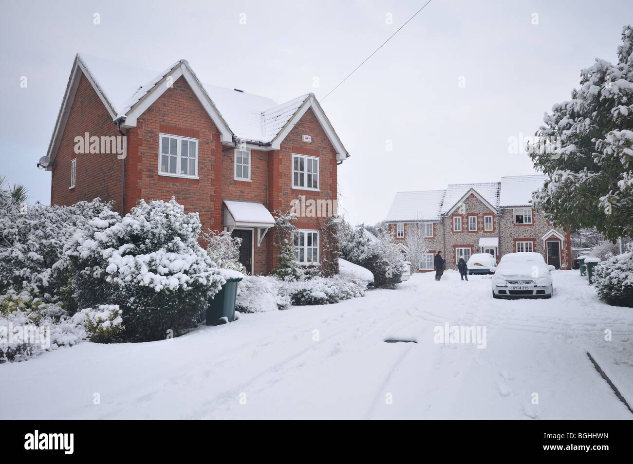 Snow covered residential street, Sussex, England, UK Stock Photo - Alamy