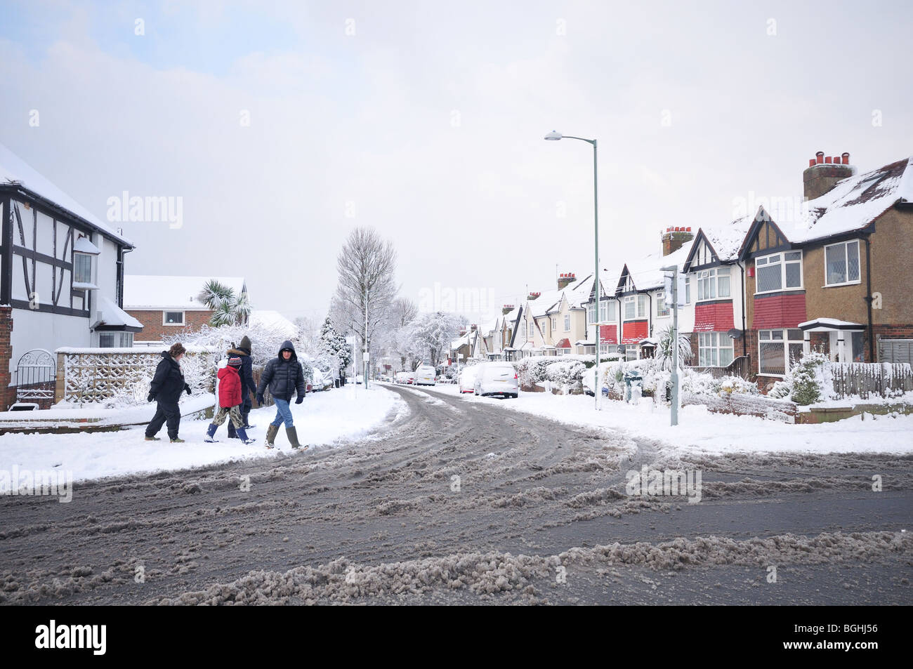 Snow covered residential street, Sussex, England, UK Stock Photo - Alamy