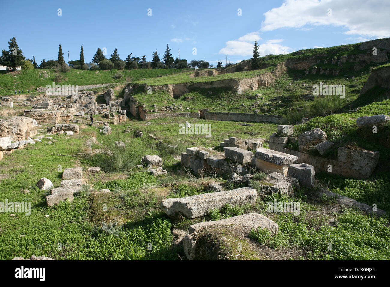 View from Acrocorinth near Ancient Corinth Greece Stock Photo - Alamy