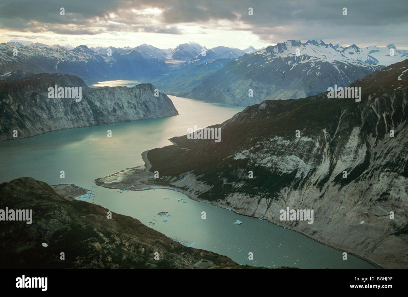 Aerial view of Upper Muir Inlet at McBride Glacier Lagoon, Glacier Bay ...