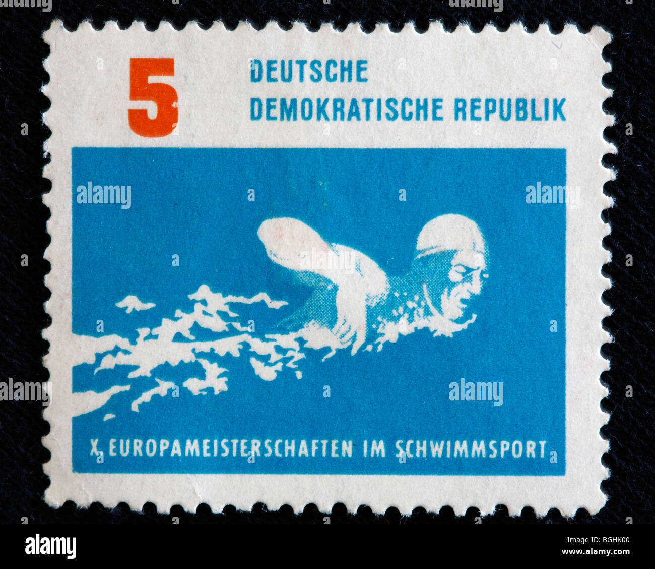 Swiming championship, postage stamp, DDR (German democratic republic ...